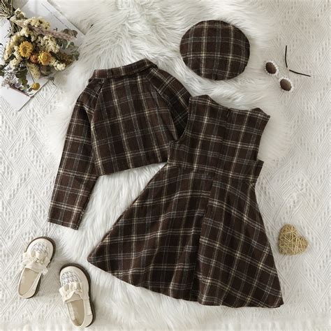 Badubg Модни детски дрехи за момичета Есенно облекло Карирано късо яке