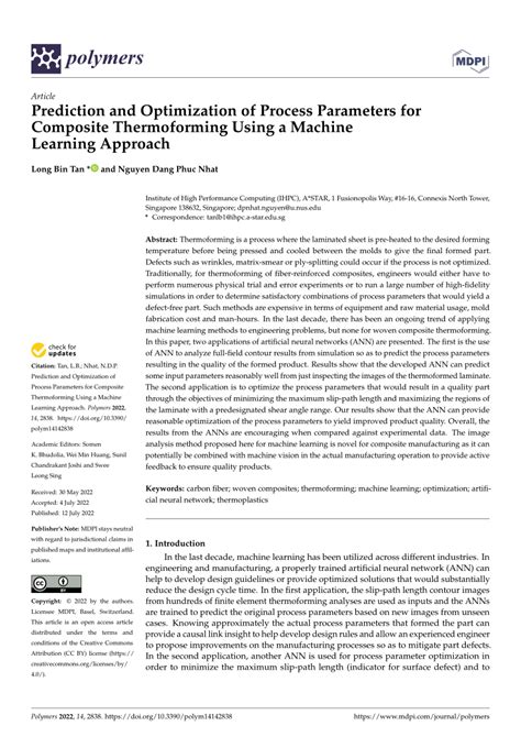 Pdf Prediction And Optimization Of Process Parameters For Composite Thermoforming Using A