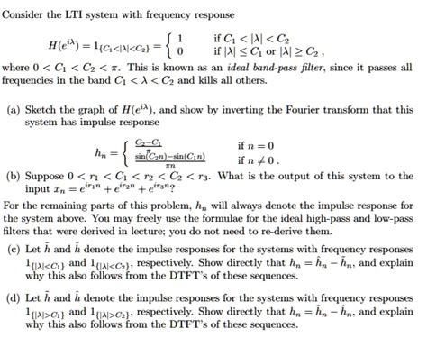 solved consider the lti system with frequency response if c1