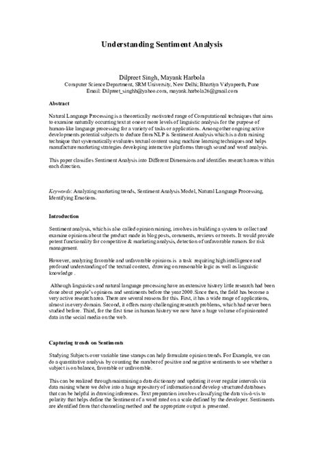 Pdf Understanding Sentiment Analysis