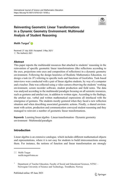 Pdf Reinventing Geometric Linear Transformations In A Dynamic