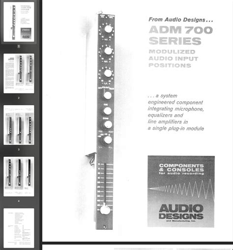 1960s And 1970s Adm Recording Console Documentation 700 Series Preamp Eq Modules And 667 668