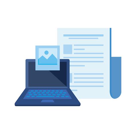 Laptop Computer With Document File Vector Art At Vecteezy