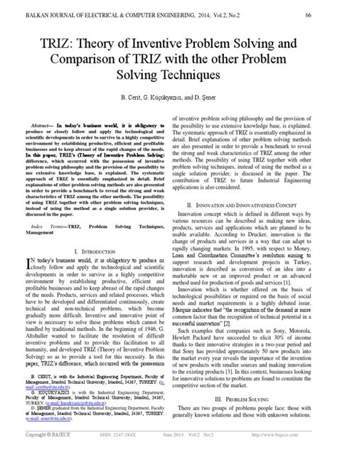 19 Triz Theory Of Inventive Problem Solving And Comparison Of Triz With The Other Problem