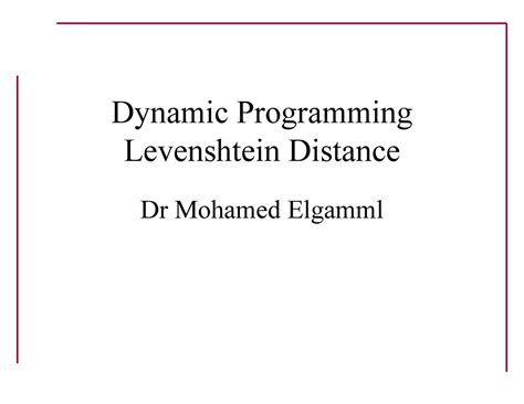 05 Edits Alignments Dp Technology Dynamic Programming Levenshtein
