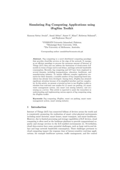 2021simulating Fog Computing Applications Using Ifogsim Toolkit