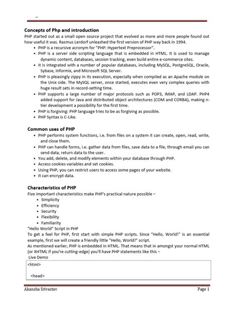 Unit 1 Wfs Php Fundamentals Pdf Php Data Type