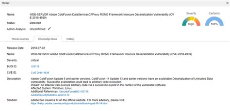 Vulnerability Notification Adobe Coldfusion Dataservicescfproxy Rome Framework Insecure