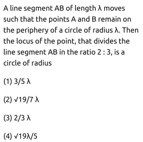 A line segment AB of length λ moves such that the points A and B remain o