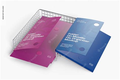 premium psd folders on metallic file organizer mockup