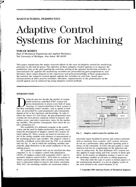 Pdf Adaptive Control Systems For Machining