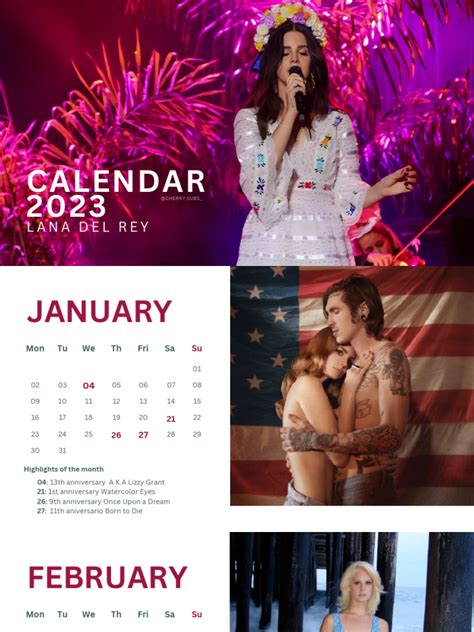 2023 Lana Del Rey Event Calendar Pdf Pop Music Rock Music