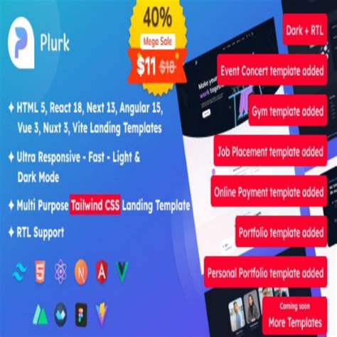 Jual Plurk Tailwind Css Multipurpose Landing Templates Shopee Indonesia