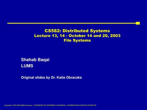 ppt cs582 distributed systems lecture 13 14 october 14 and 20