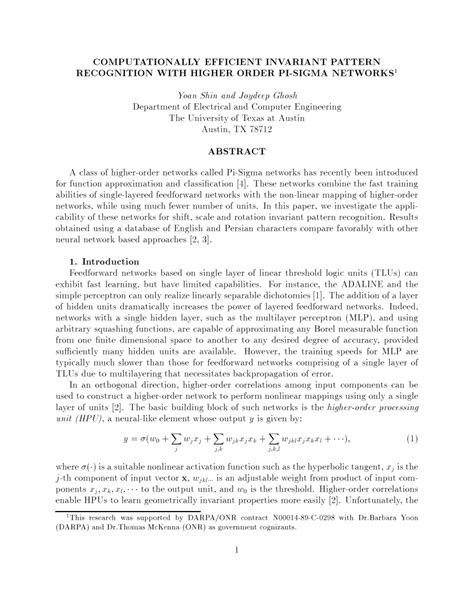 Pdf Computationally Efficient Invariant Pattern Recognition With
