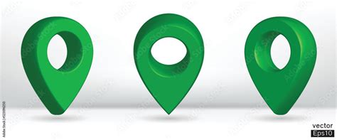 green map pointer set isolated on white background 3d map pointer