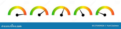 Speedometer Gauge Meter Icons Vector Scale Level Of Performance Speed Indicator Stock