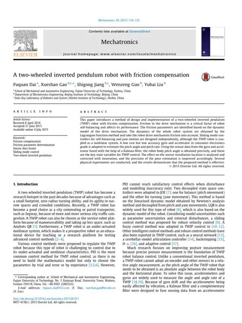A Two Wheeled Inverted Pendulum Robot With Friction Compensation Design Implementation And