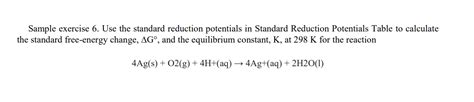 Solved Use The Standard Reduction Potentials In Standard