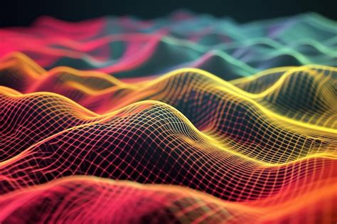 Premium Photo Multi Colored Sine Waves In Geometric Grid Pattern Ai