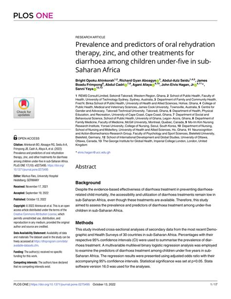 Pdf Prevalence And Predictors Of Oral Rehydration Therapy Zinc And