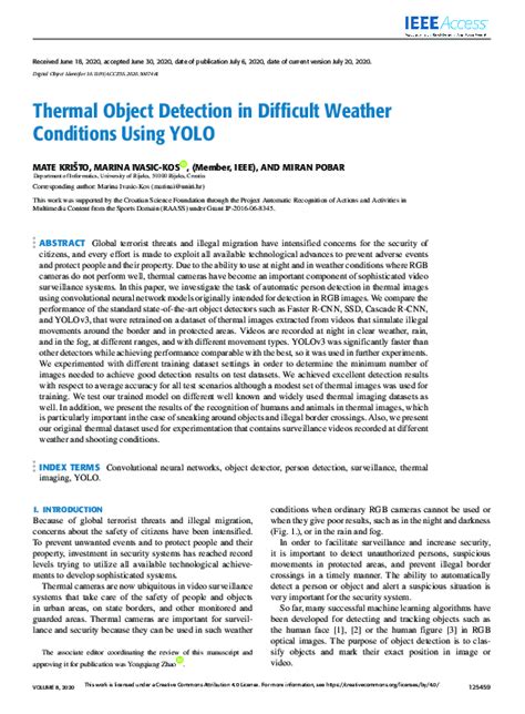 Pdf Thermal Object Detection In Difficult Weather Conditions Using Yolo