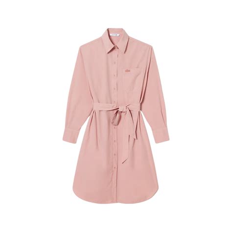 W 라코스테 가먼트 다이드 롱슬리브 셔츠 드레스 핑크 Lacoste Kream