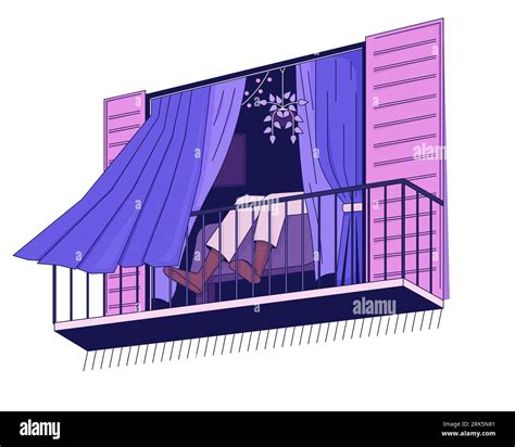 Person Relaxing Flat Line Concept Vector Spot Illustration Stock Vector Image And Art Alamy