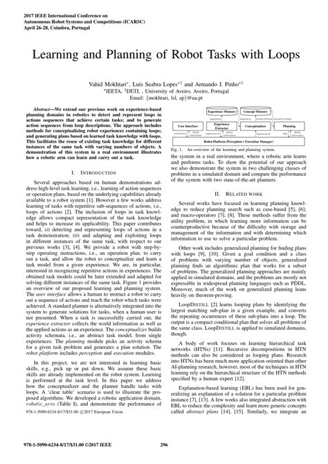 PDF Learning And Planning Of Robot Tasks With Loops