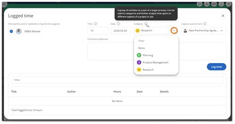 the worklog configurations panel in businessmap businessmap knowledge