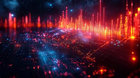 Holographic Visualizations Of Data Patterns In Futuristic Environment During A Digital