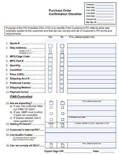 Purchase Order Confirmation Template