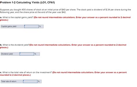 Solved Problem 1 2 Calculating Yields Lo1 Cfa1 Suppose