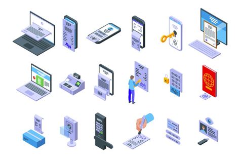 Handwriting Identification Icons Set Isometric Vector