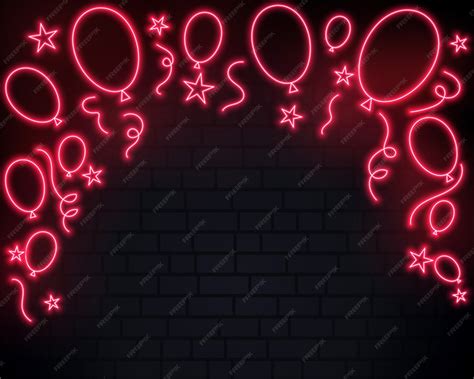 Free Vector Celebration Balloons In Red Neon Style Background