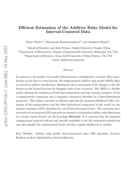 Efficient Estimation Of The Additive Risks Model For Interval Censored Data Deepai