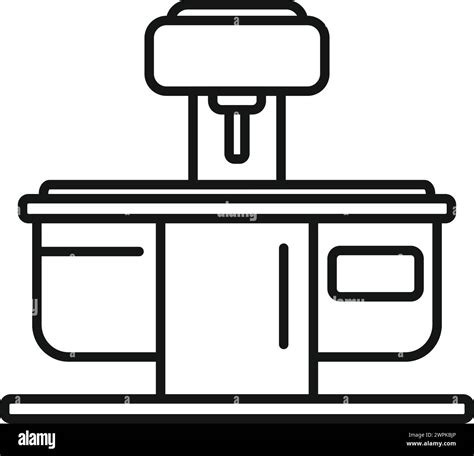 Control Machine Cnc Icon Outline Vector Drill Mill Controller Construction Flash Stock Vector