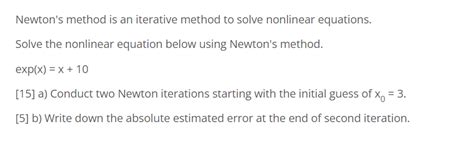 solved newton s method is an iterative method to solve