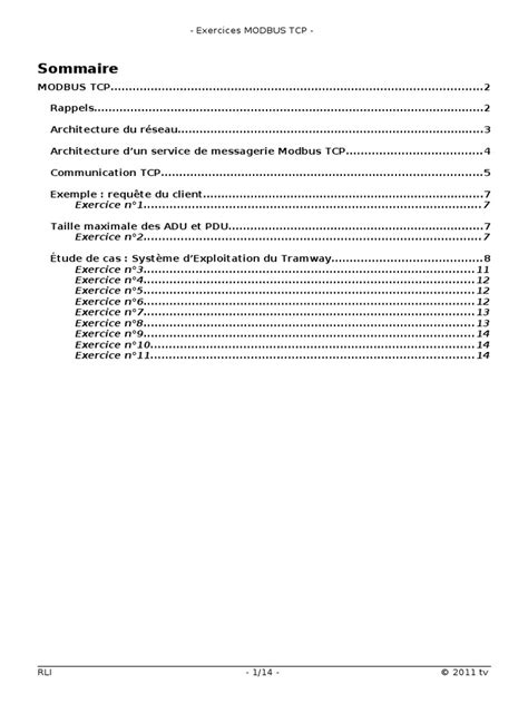 Exercices Modbus Tcp Pdf Pdf Protocole De Contrôle De Transmission Serveur Informatique