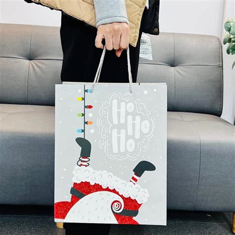 도매콜 Abm 펄 크리스마스 쇼핑백 꺼구로산타 12개입