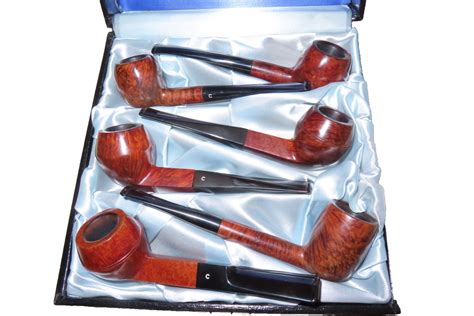 Comoys Six 6 Pipes Set In Fitted Comoys Case And All W 3 Part C