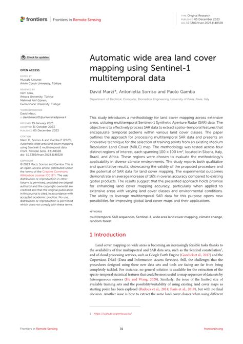 (PDF) Automatic wide area land cover mapping using Sentinel-1 ...
