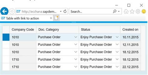 Table With Link To Action Ui Element In Webdynpro
