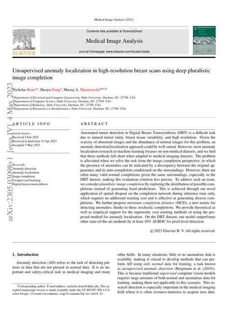 Pdf Unsupervised Anomaly Localization In High Resolution Breast Scans