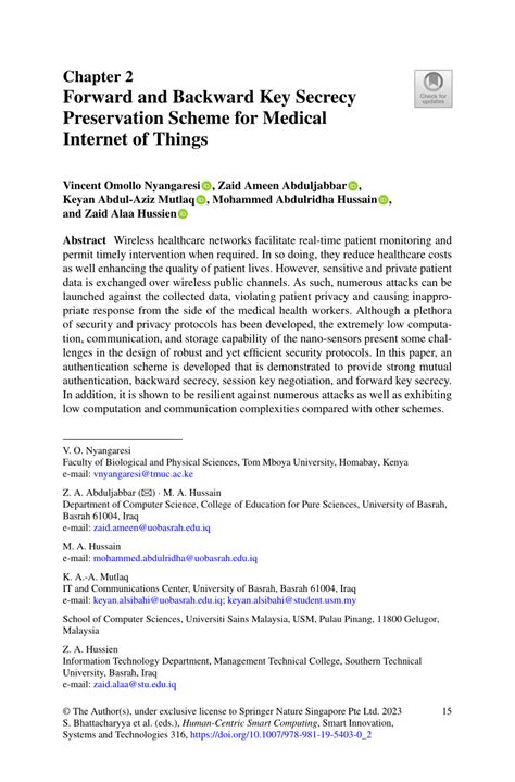 pdf forward and backward key secrecy preservation scheme for medical