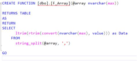 Getting In Function To Work From Multiselect Table With Azuresql