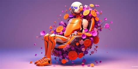 premium ai image three dimensional robot character sitting in a chair