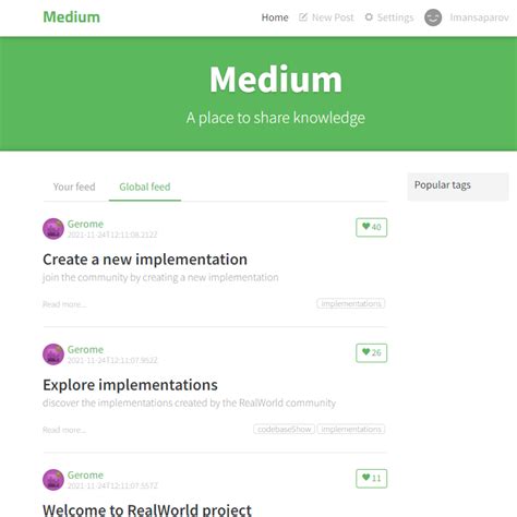 GitHub MalikImansaparov Medium Clone