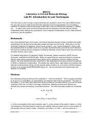 Lab 1 Protocol Pdf BIO314 Laboratory In Cell And Molecular Biology Lab 1 Introduction To
