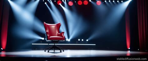 Stage with LED screen and empty chair | Stable Diffusion Online